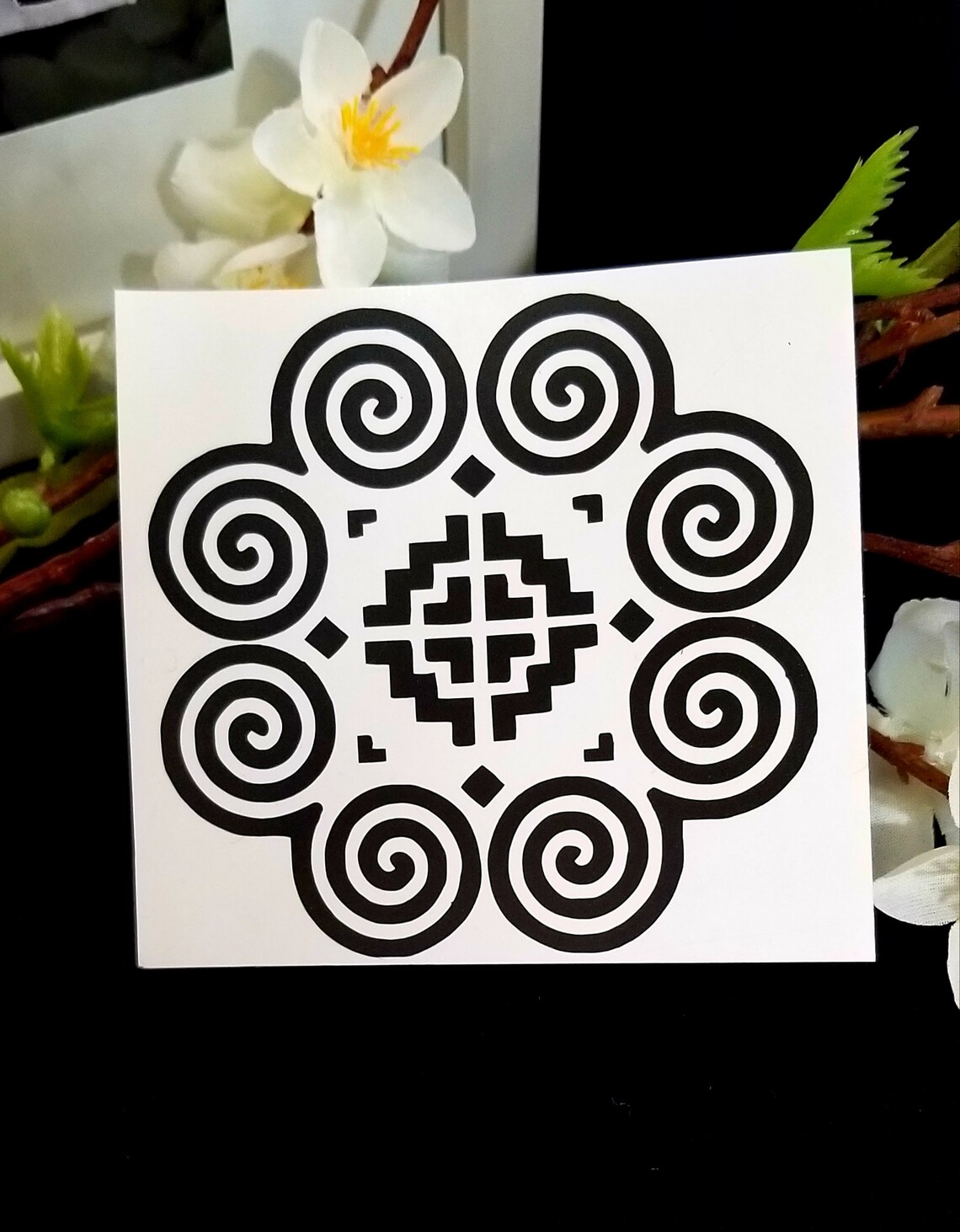 Squared Hmong Elephant Print Vinyl Decalcs - Etsy