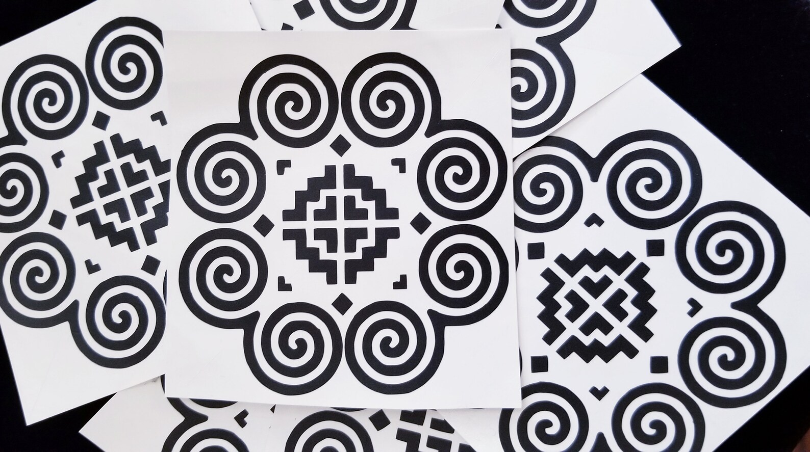 Squared Hmong Elephant Print Vinyl Decalcs - Etsy