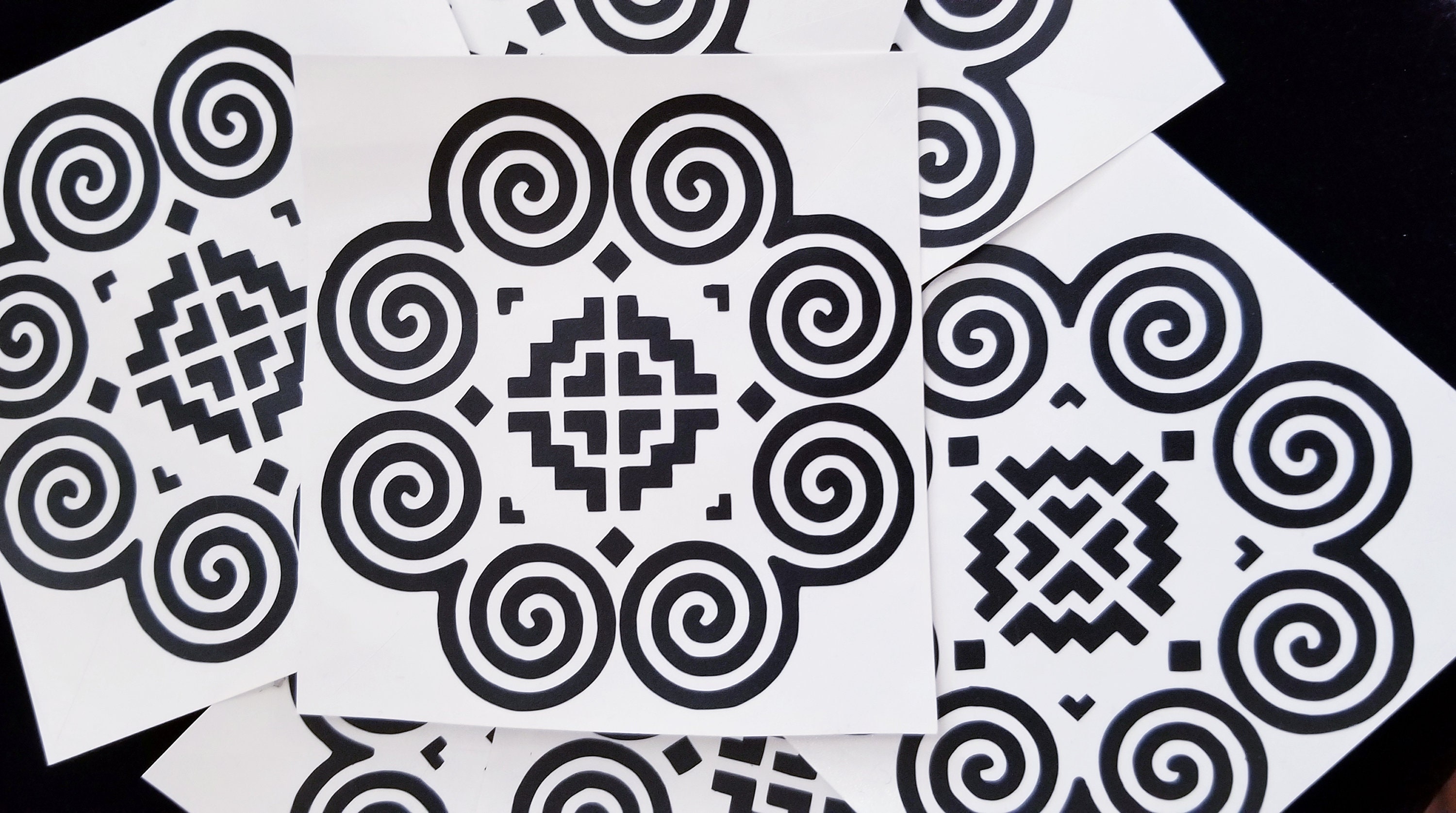 Squared Hmong Elephant Print Vinyl Decalcs - Etsy