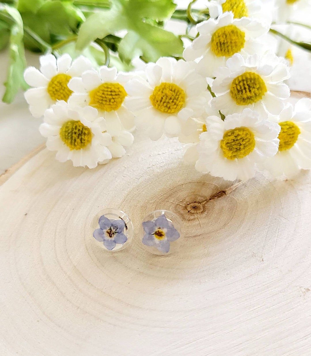 Forget Me Not Sterling Silver Earrings. Pressed Forget Me Not Earrings ...