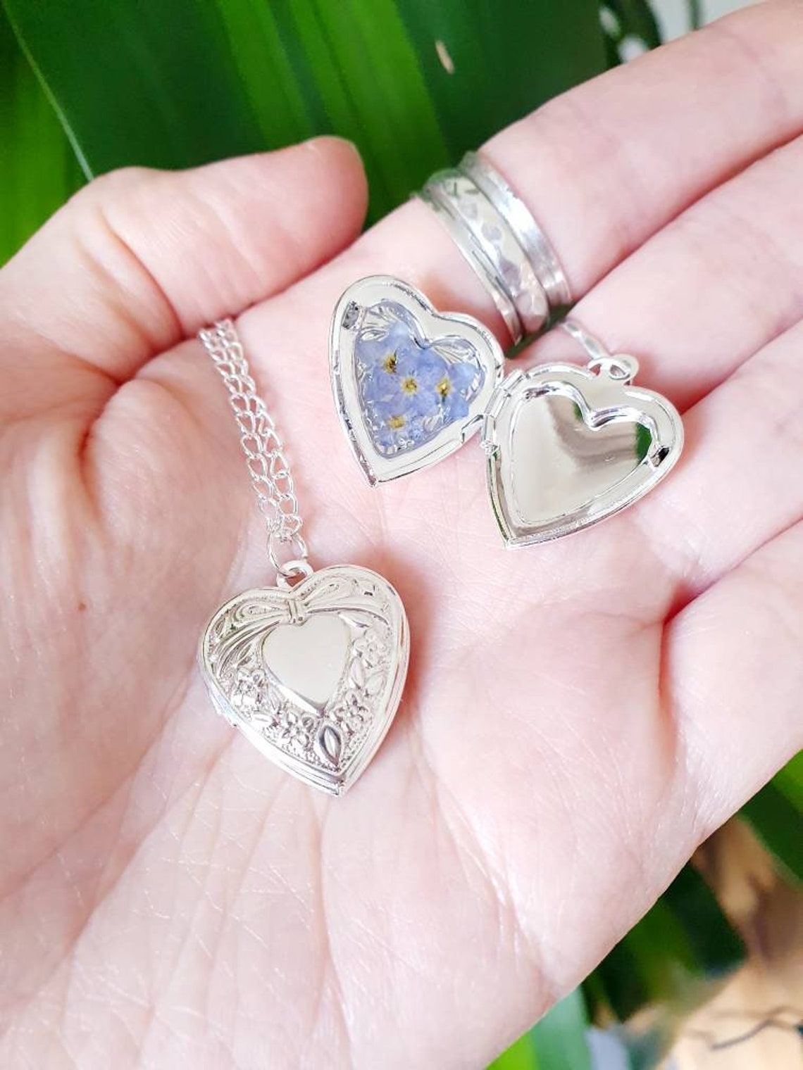 Forget Me Not Locket. Tiny Locket With Forget Me Not Real Flowers ...