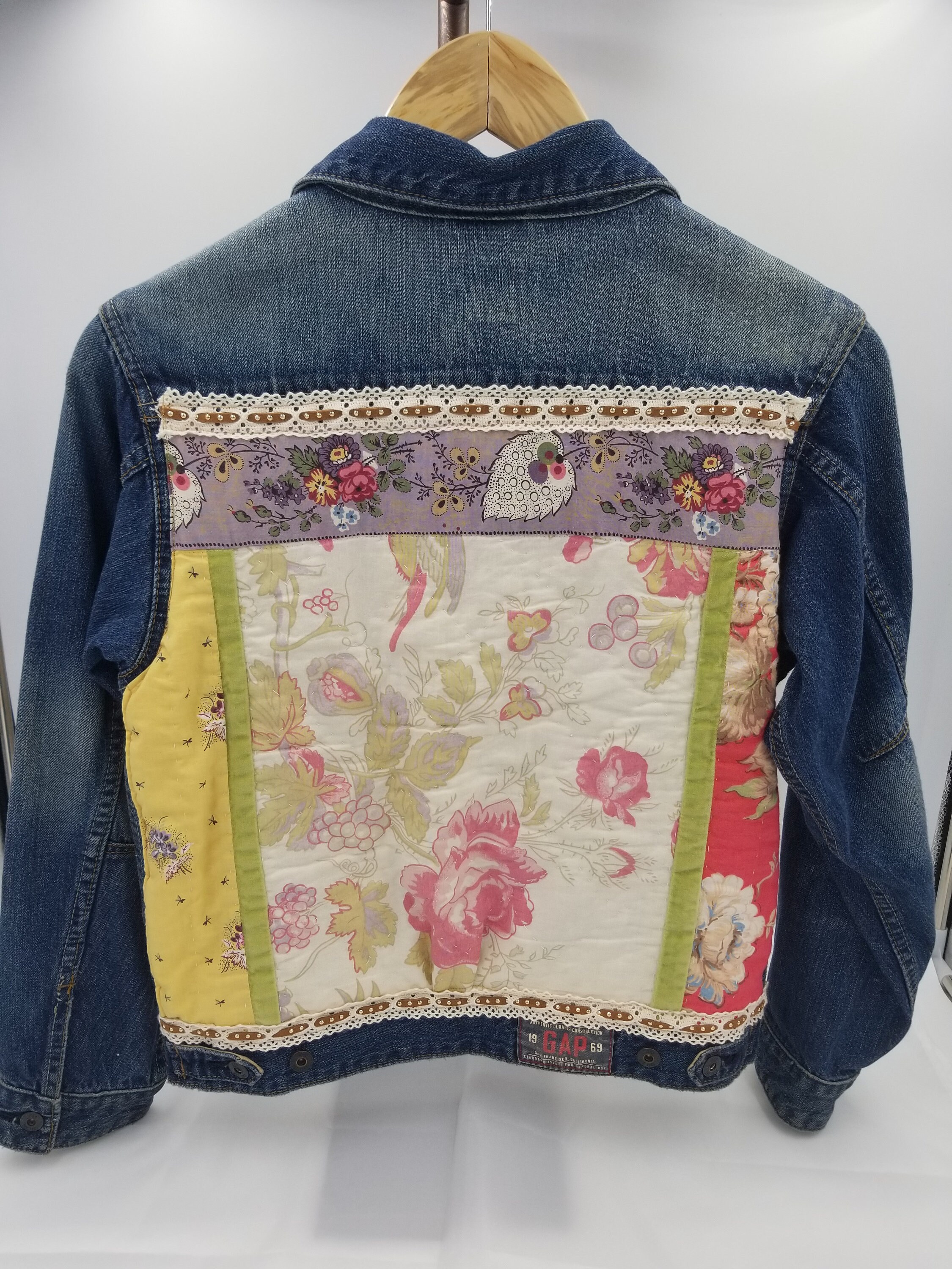 Embelished Denim Jacket With Matching Purse and Wristlet, Upcycled ...