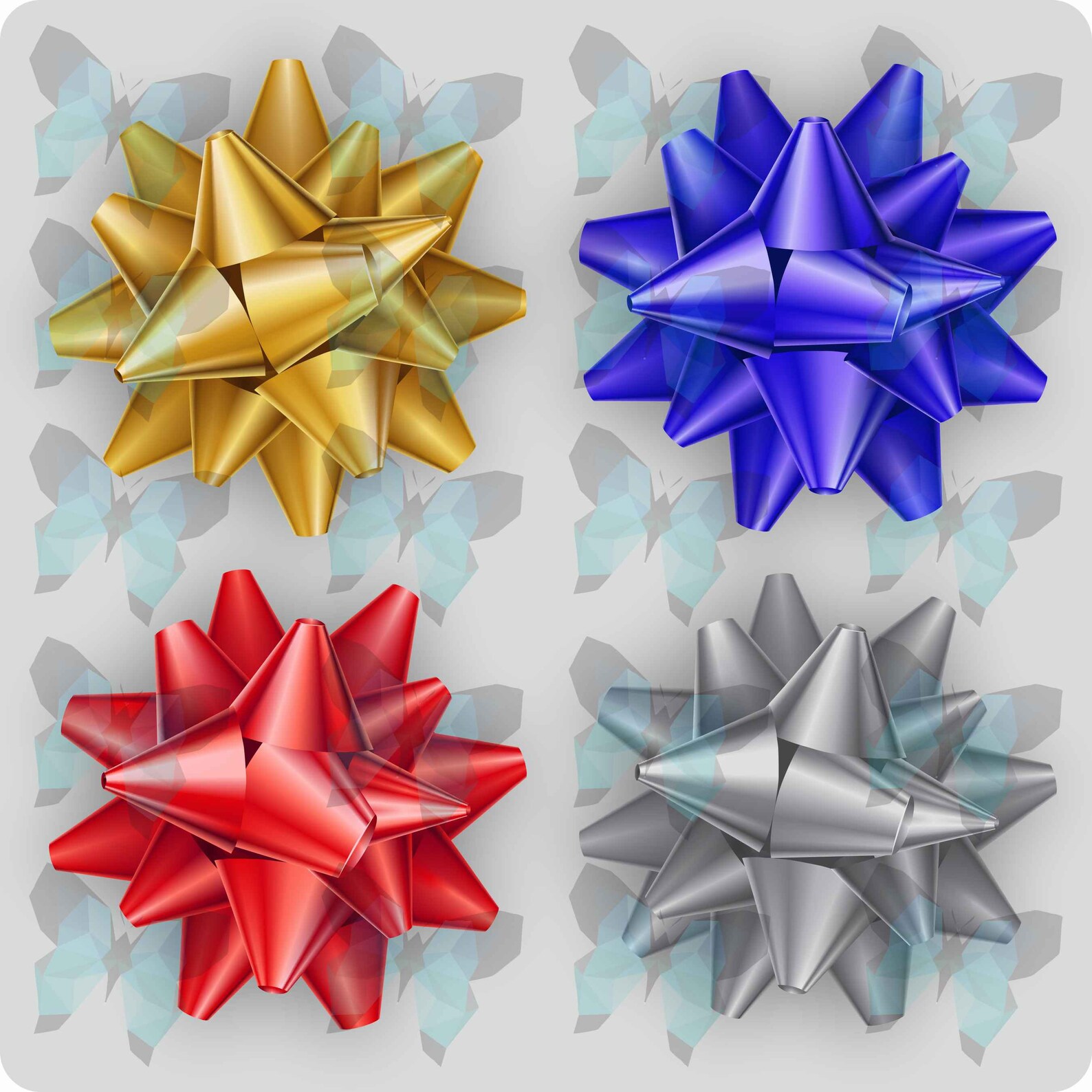 Gift Bows Clipart, Holiday Clipart, Ribbon Bows Clip Art, 3d Realistic ...