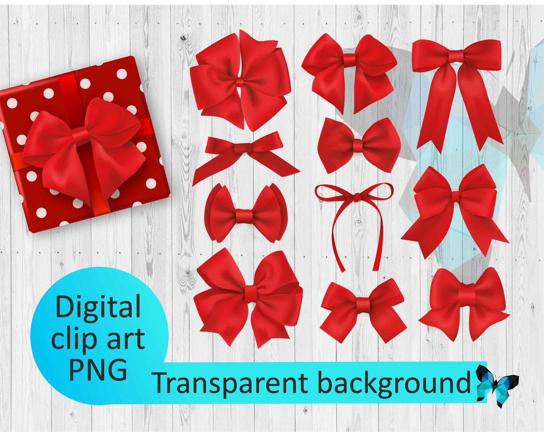 Gift Bows Clipart Holiday Clipart Ribbon Bows Clip Art 3d - Etsy