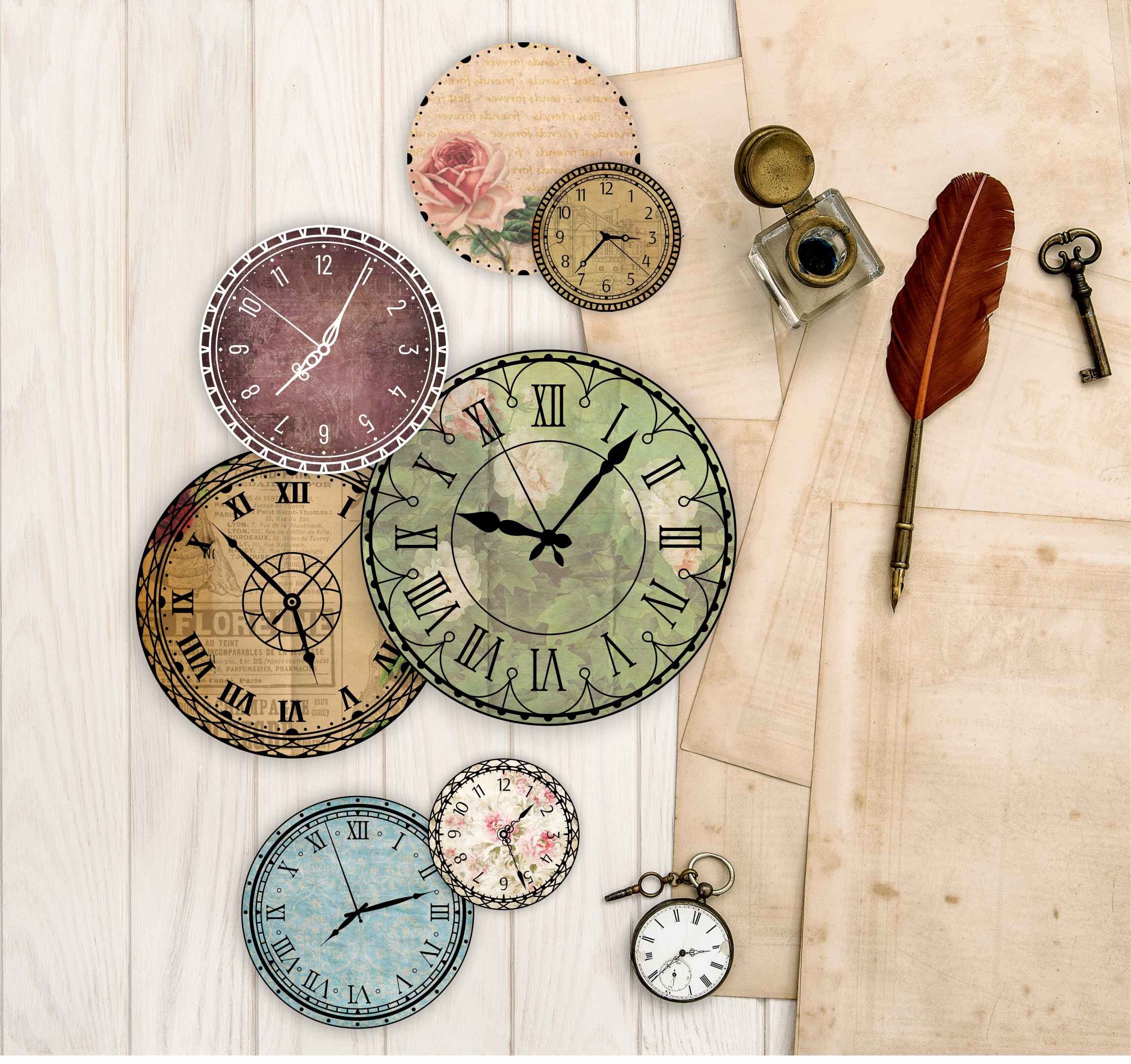 Vintage Clocks, Die Cut Clocks, Shabby Chic, Digital, Ephemera ...