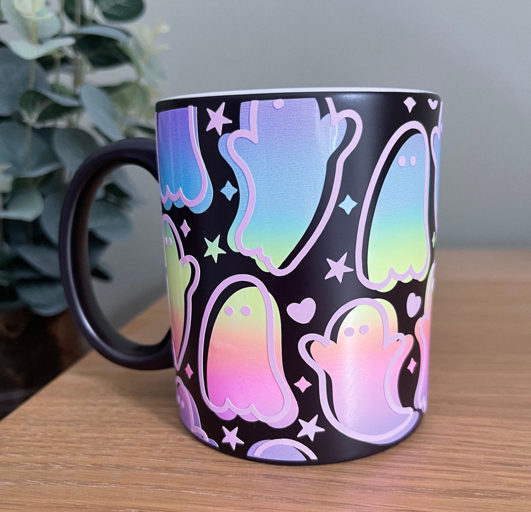Halloween Cute Spooky Ghost Mug Colour Change Black Ghost - Etsy