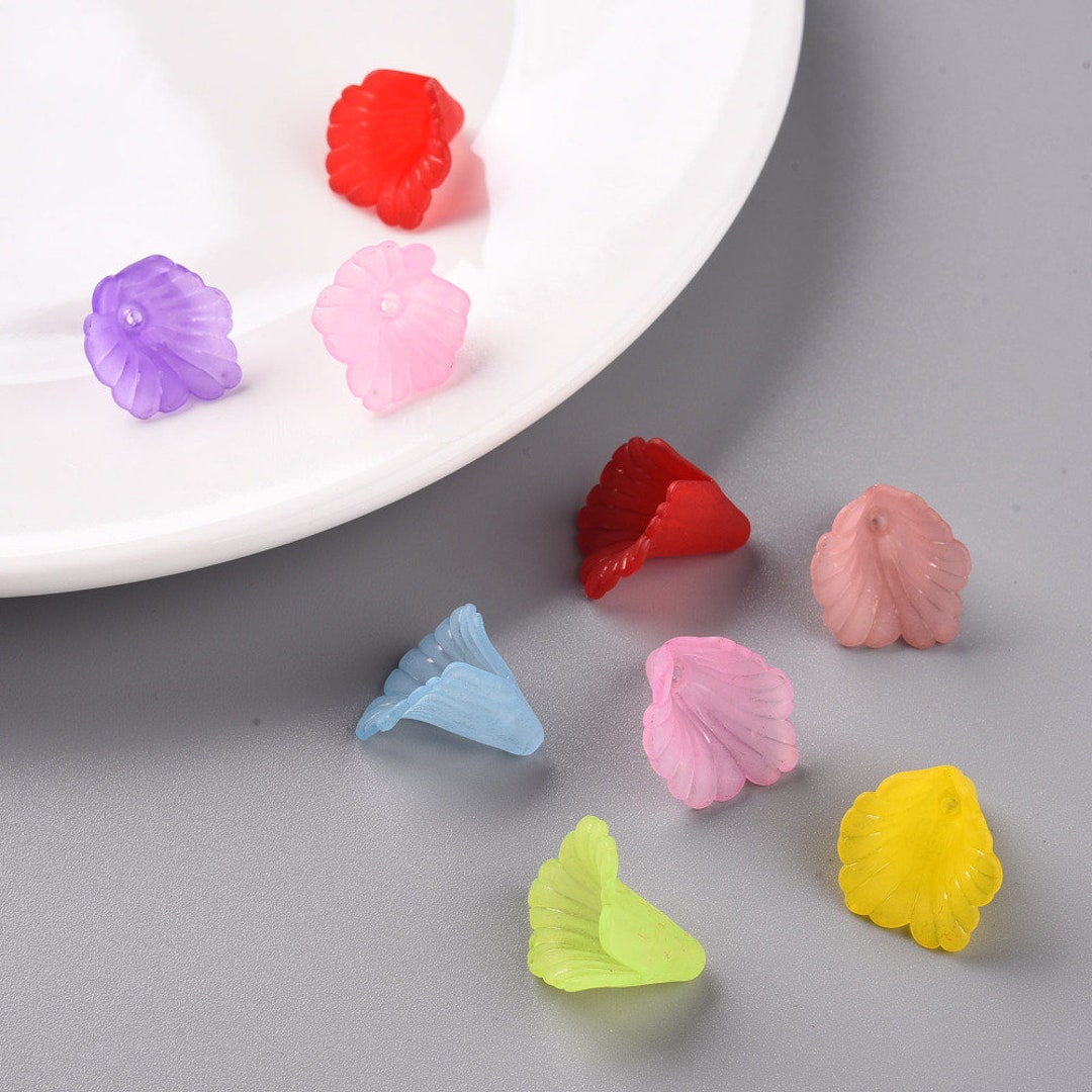 18mm, Calla Lily, Lucite Flower Beads, 25 X Frosted Acrylic Frilled ...