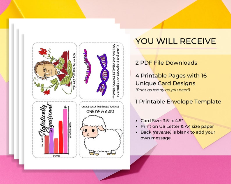 Science Valentines Day Cards: Biology, Chemistry, Genetics Puns - Set ...