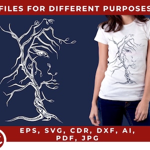 Girl Tree Silhouette Template • Digital Woman Laser Cut Pattern ...