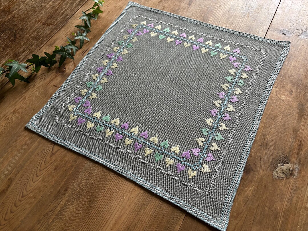 Handmade Cross Stitch Table Topper: Scandinavian Needlepoint Decoration ...