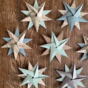 A Set of Ten Handmade Paper Stars for Your Christmas Tree or Wherever ...