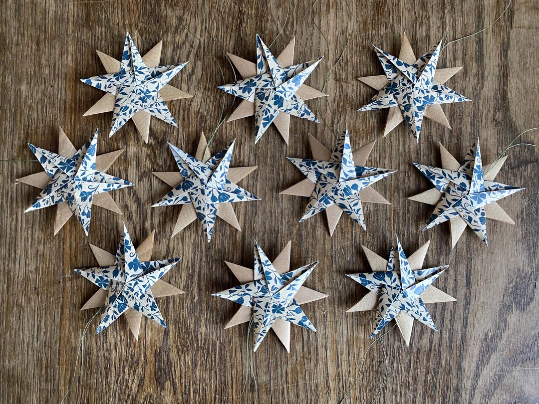 A Set of Ten Handmade Paper Stars for Your Christmas Tree or Wherever ...