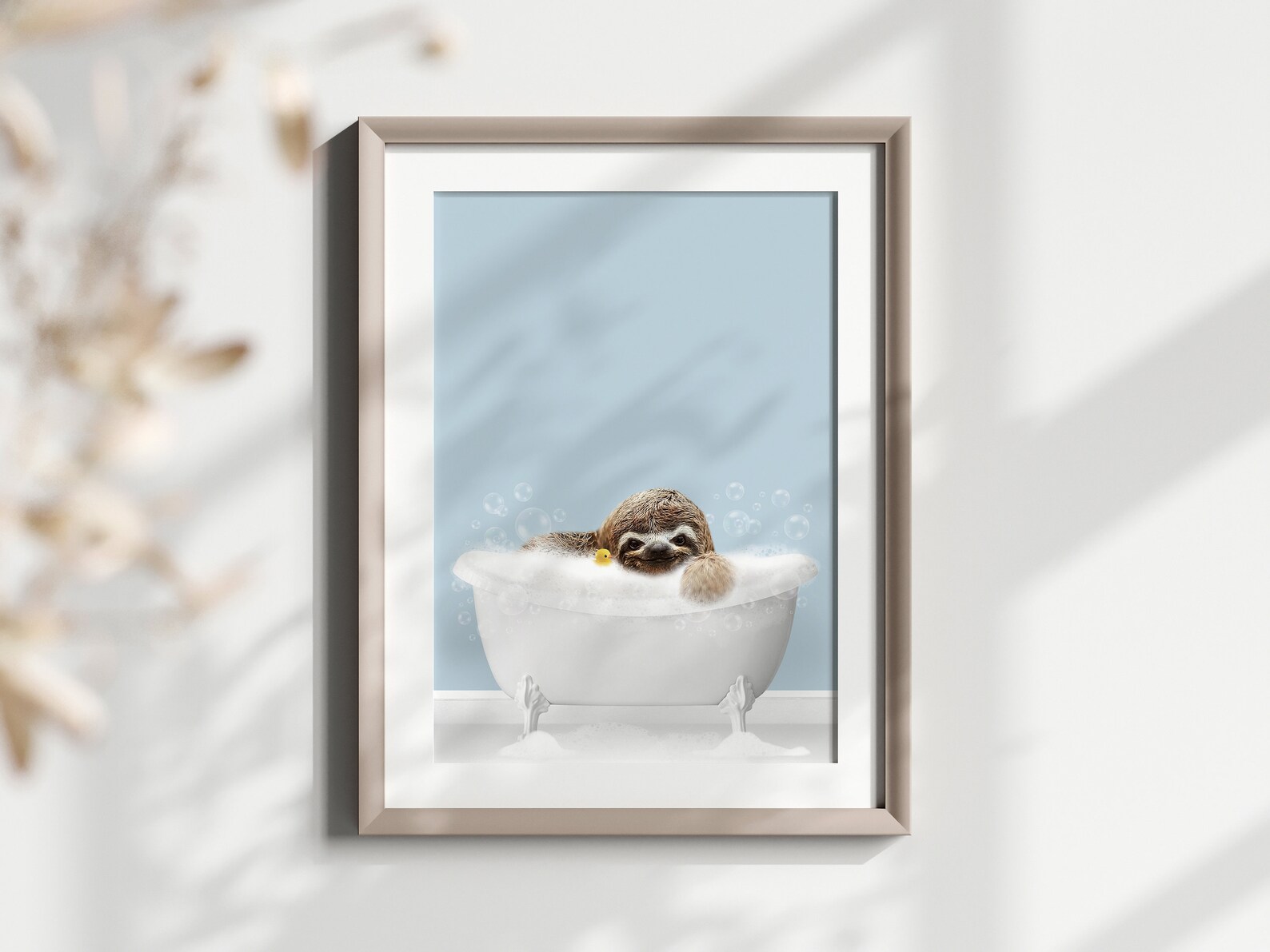 Funny Sloth Bathroom Prints: Whimsical Animal Portrait Set (digital ...