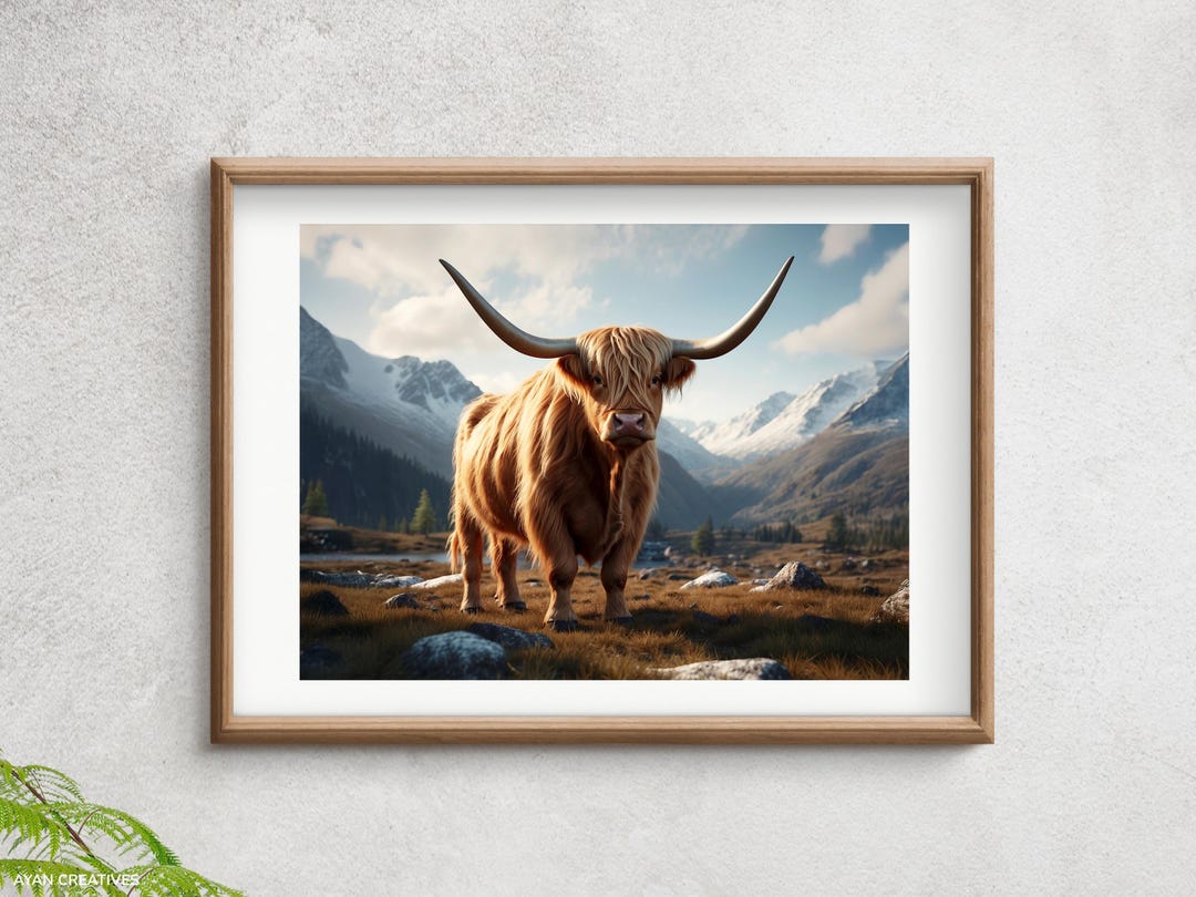 Highland Cow Print Landscape Print Nordic Decor Rustic Wall Art ...