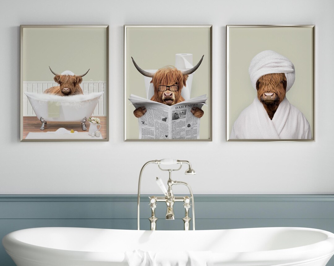 Highland Kuh Wand Kunst Digital Download, Kuh Kinderzimmer Dekor, Bauernhof Tier Badezimmer ...