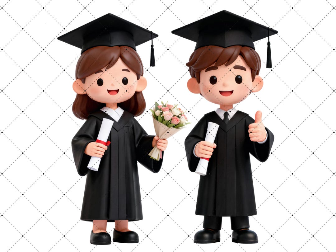 3D Kids Graduation Clipart, Boy and Girl PNG (digital Download) - Etsy