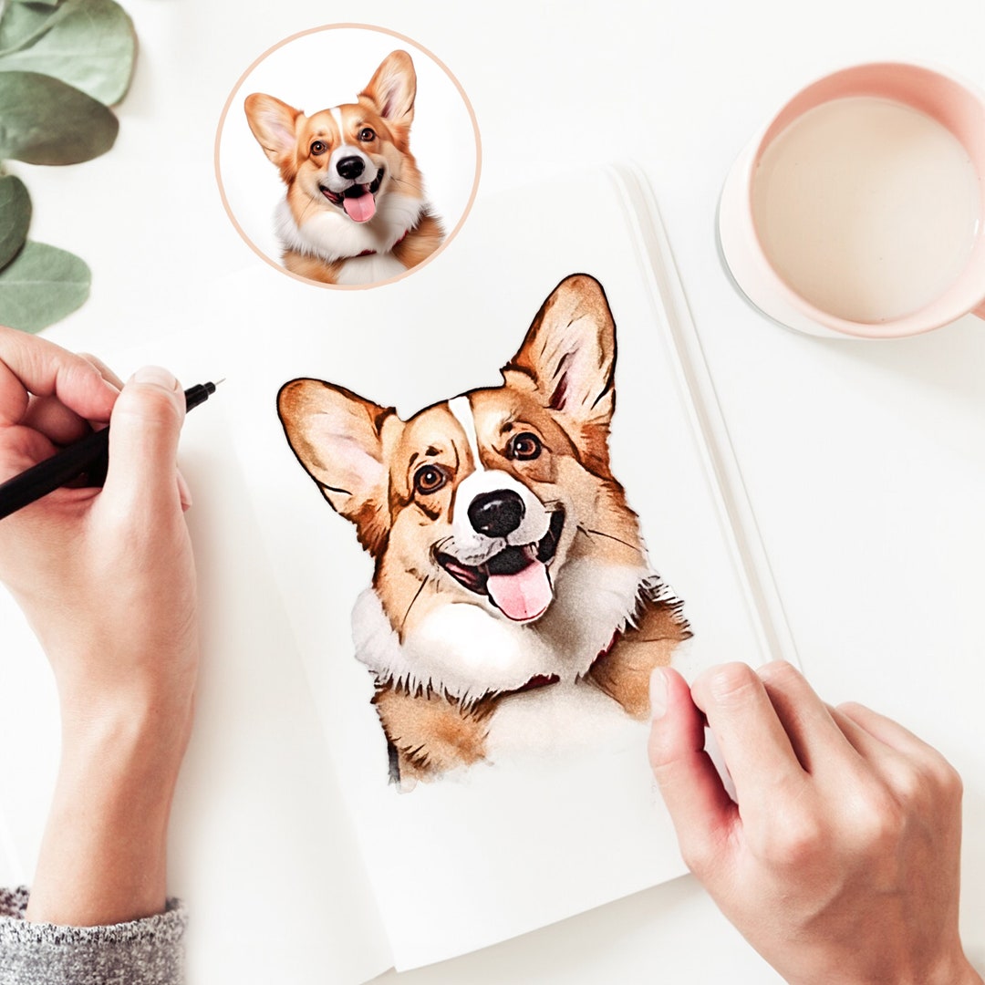 Custom Pet Portraits Using Pet Photo Personalized Digital Dog Portraits ...