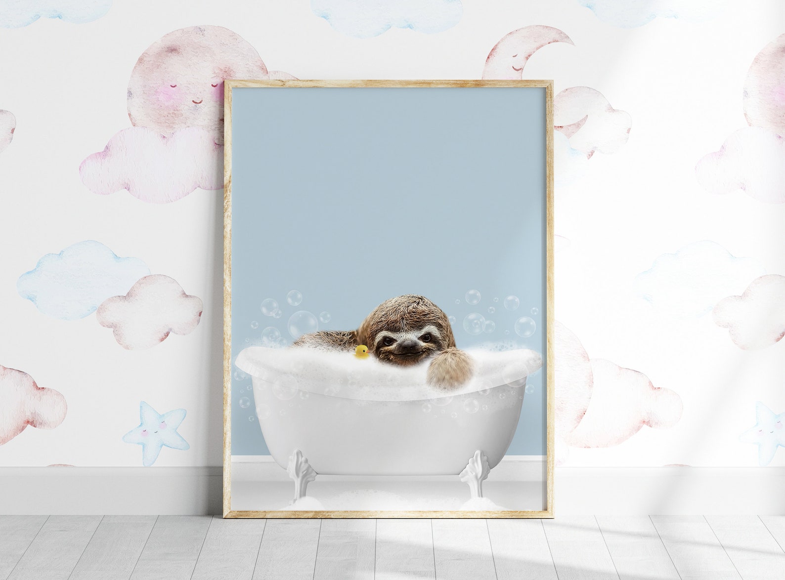 Funny Sloth Bathroom Prints: Whimsical Animal Portrait Set (digital ...