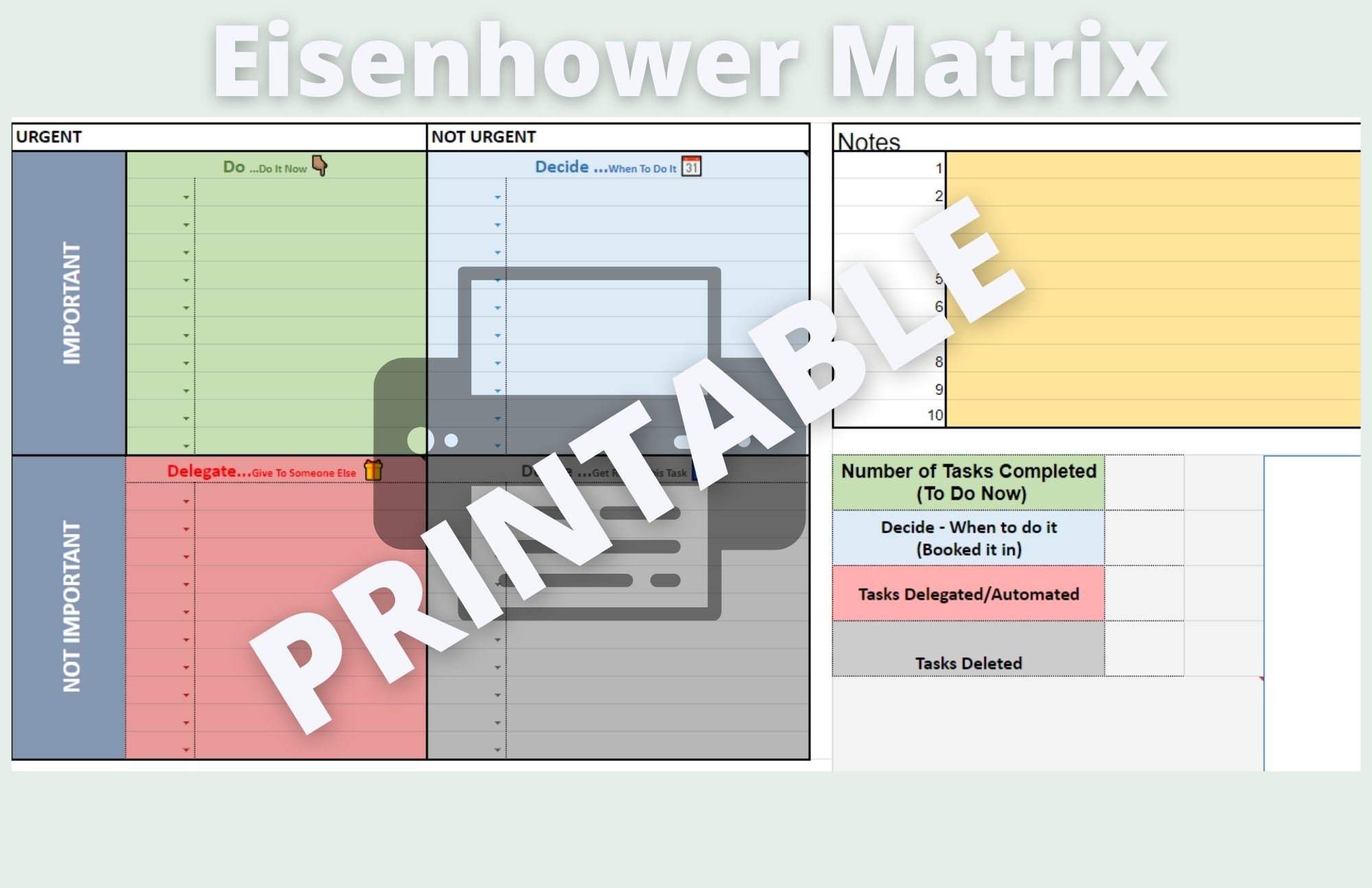 Eisenhower Matrix, Task Priority Matrix, Decision Matrix, Productivity ...