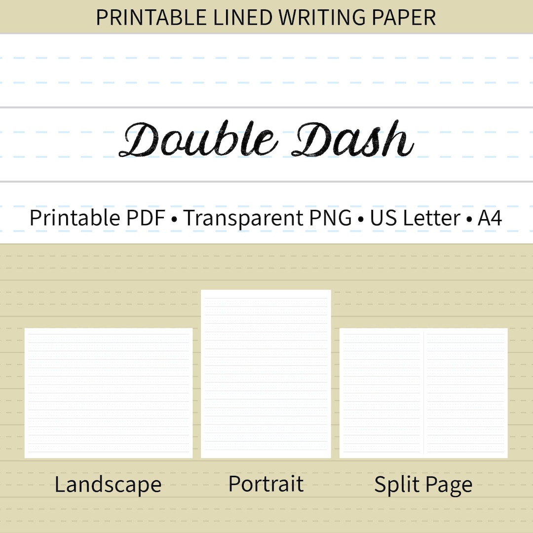 Double Dash Lined Paper for Handwriting, Lettering and Calligraphy in ...