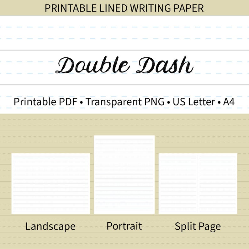 Double Dash Lined Paper for Handwriting, Lettering and Calligraphy in ...