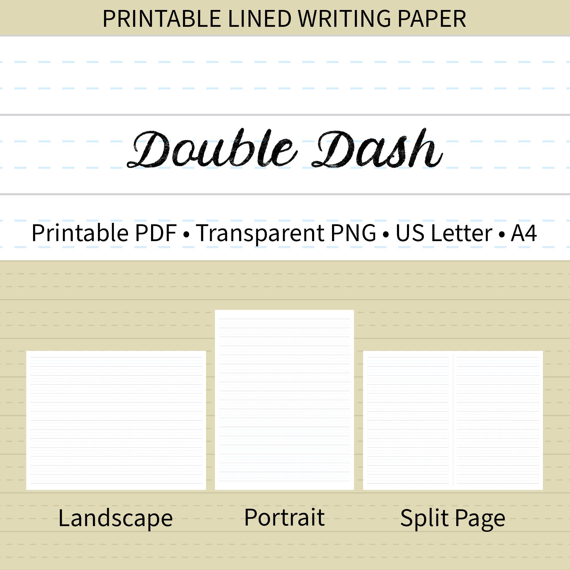 Double Dash Lined Paper for Handwriting, Lettering and Calligraphy in ...