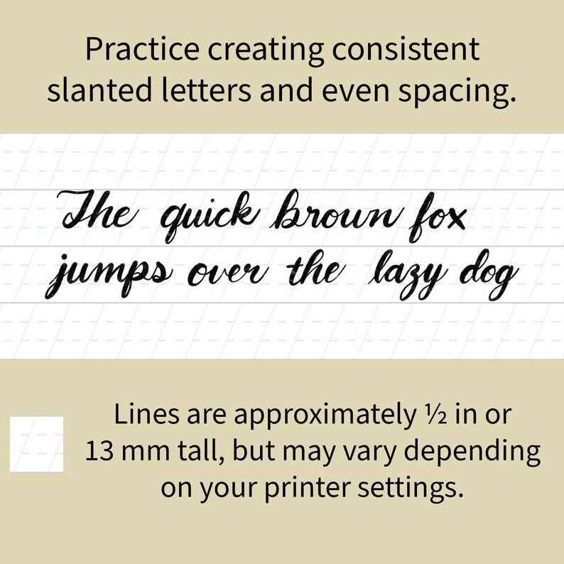 Printable Lined Paper Double Dash Slanted for Handwriting, Lettering ...