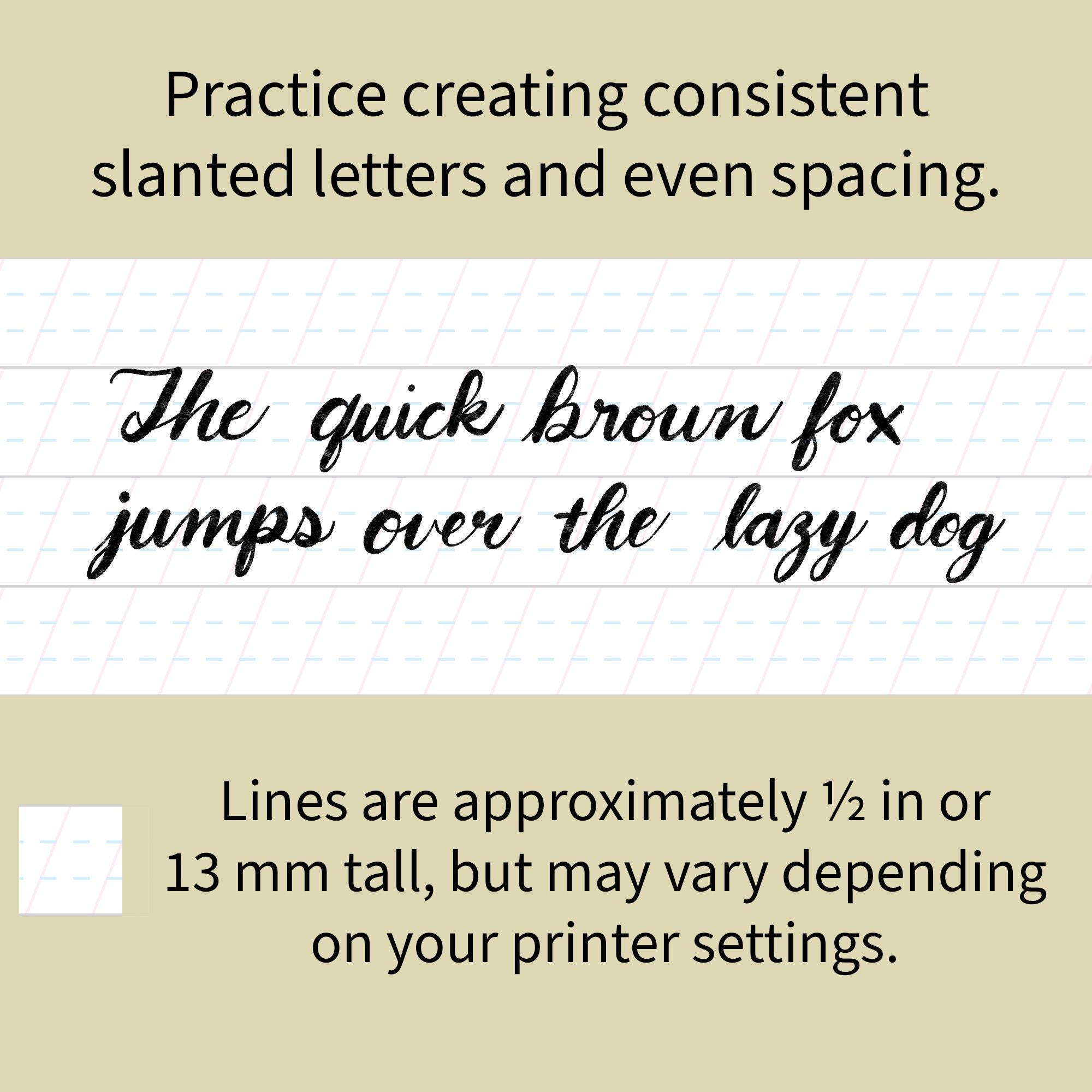 Printable Lined Paper Double Dash Slanted for Handwriting, Lettering ...