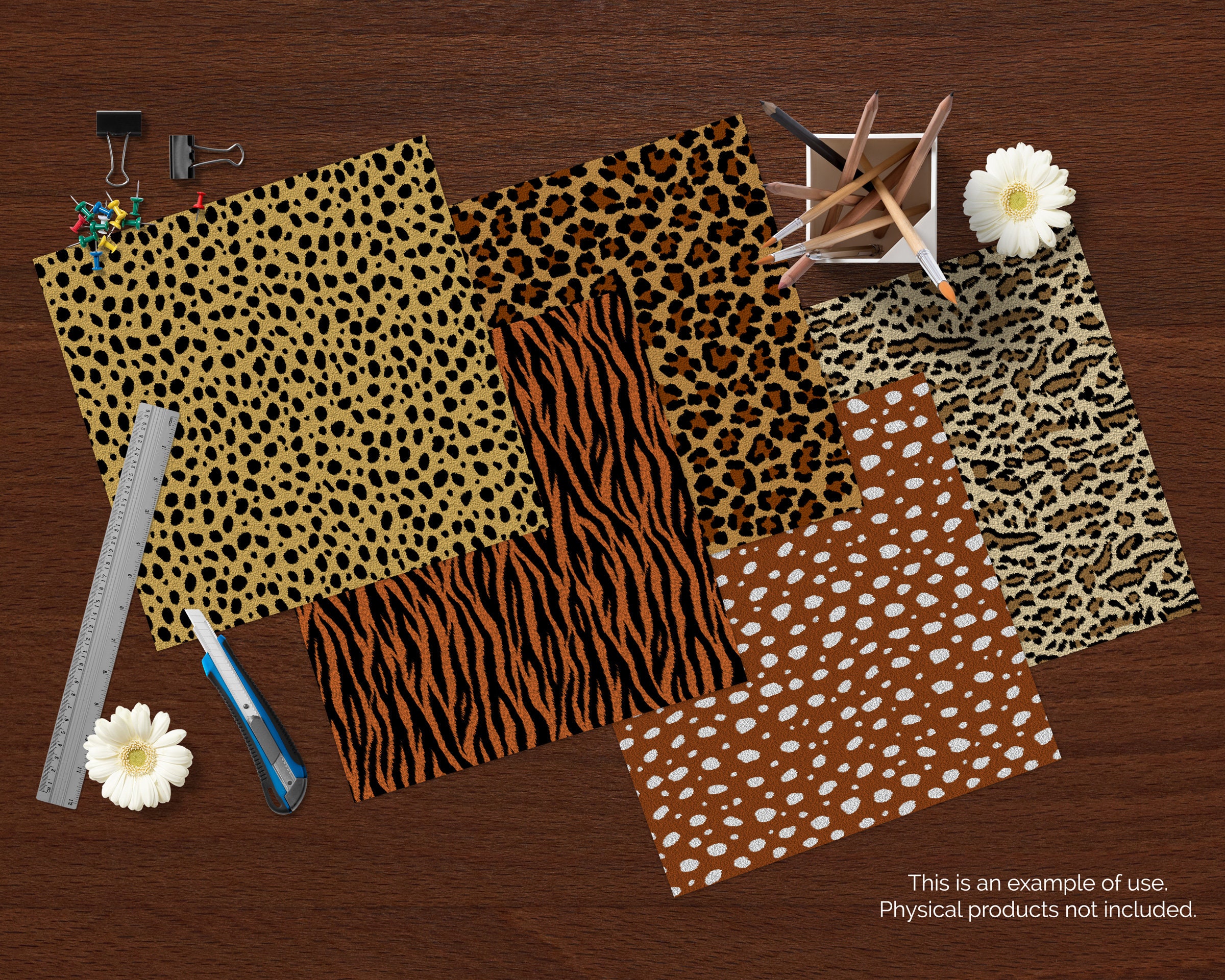 Fuzzy Wild Animal Prints, Seamless Pattern, Cheetah, Snow Leopard ...