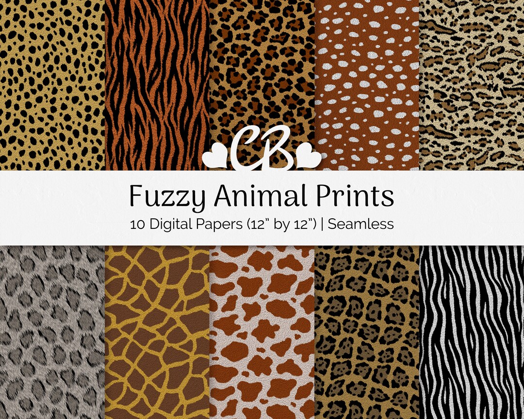 Fuzzy Wild Animal Prints, Seamless Pattern, Cheetah, Snow Leopard ...