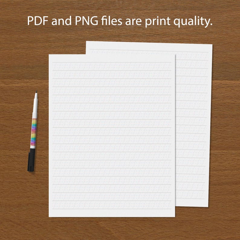 Printable Lined Paper Double Dash Slanted for Handwriting, Lettering ...