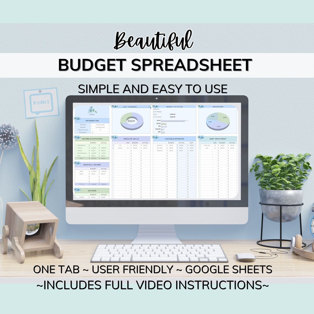 Budget Spreadsheet for Women, Tracker, Reduce Debt Snowball, Pretty ...