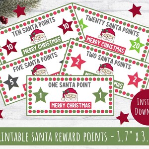 Printable Santa Points: Kids Christmas Reward Coupons (digital Download ...