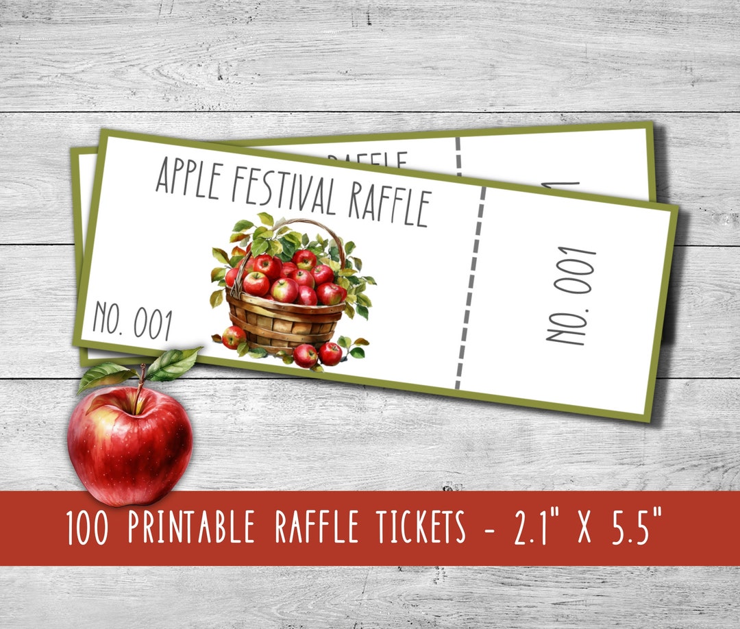 Autumn Fall Raffle Tickets, Apple Festival Raffle, Printable ...