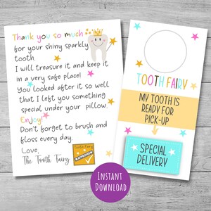 Tooth Fairy Letter, Printable Tooth Note, Door Hanger, Fairy Note,tiny ...