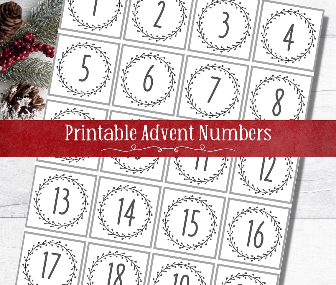 Advent Calendar Numbers, 1.5 & 2, DIY Advent Calendar Kit, Printable ...