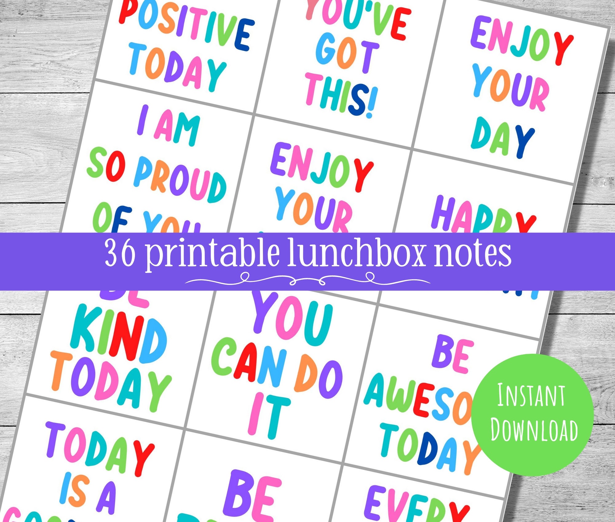 Printable Lunchbox Notes for Kids, 36 Encouraging Lunch Box Notes, New ...