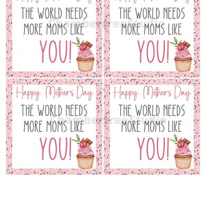 Mother's Day Gift Tag, Printable Cookie Tag, Mom Tags, 3" & 4" Square ...