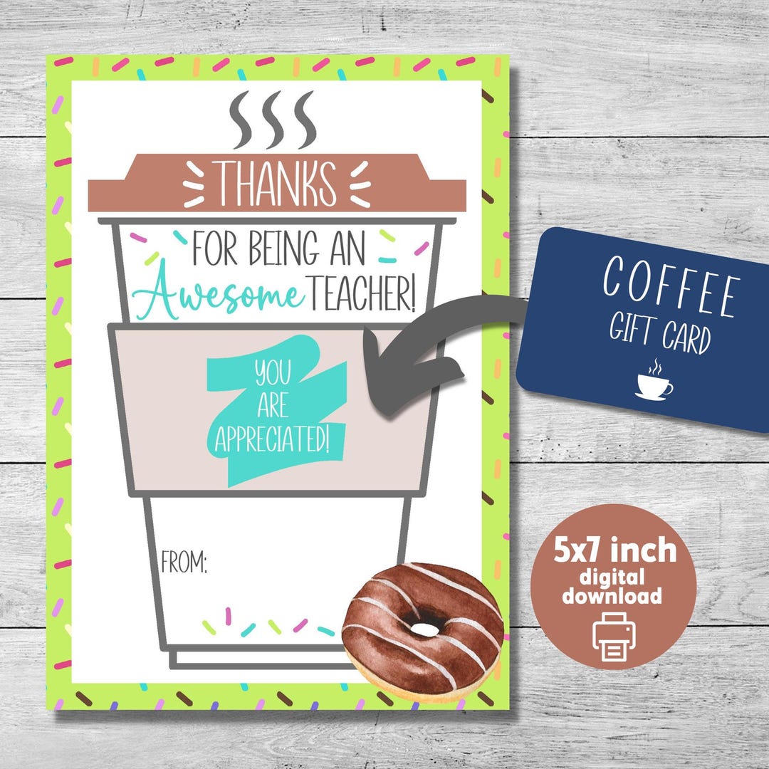 Teacher Appreciation Week Gift Card Holder, Coffee Gift Card for ...