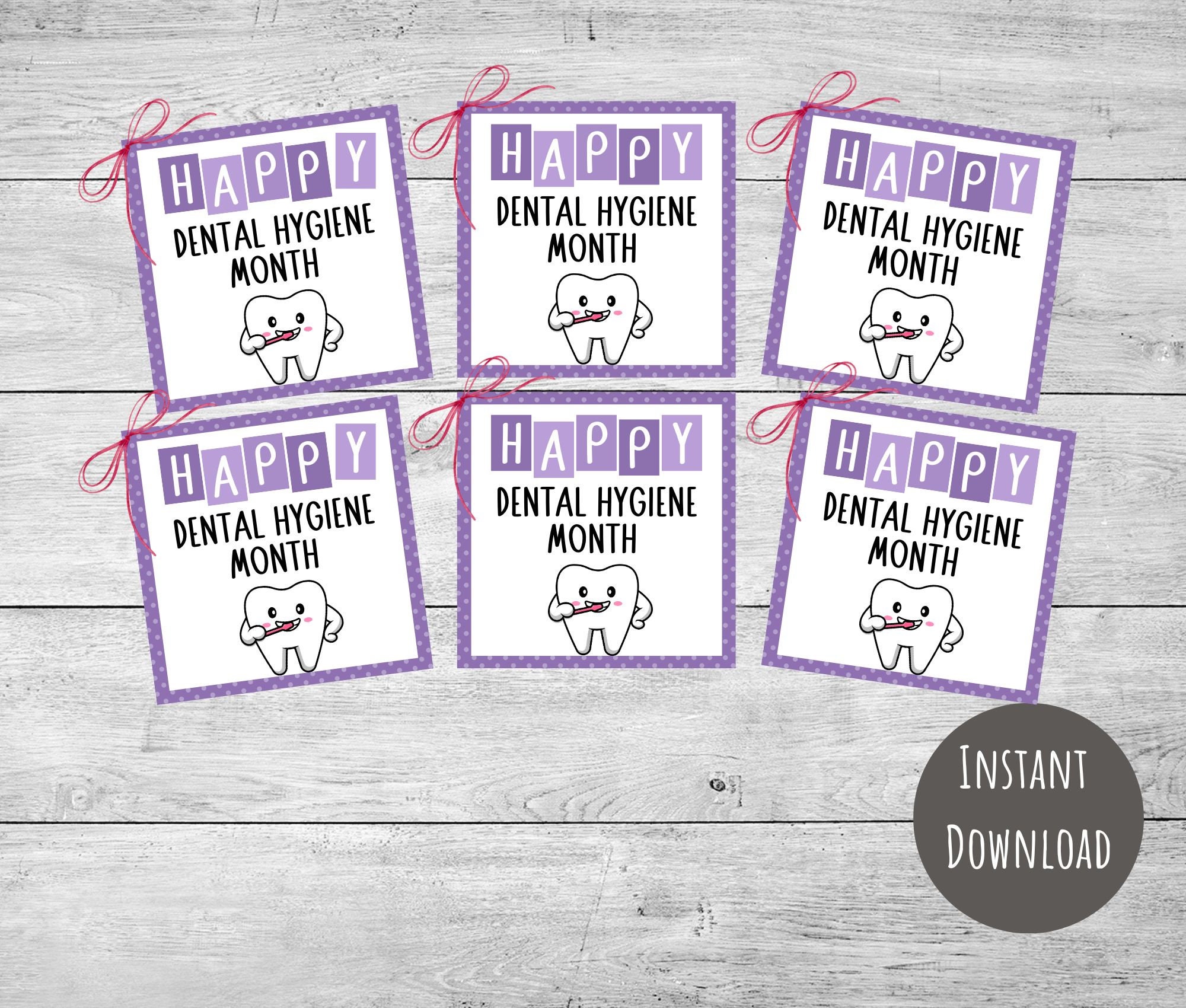 Dental Hygiene Month Gift Tag, Dental Hygiene Appreciation Tags, 2.5 ...