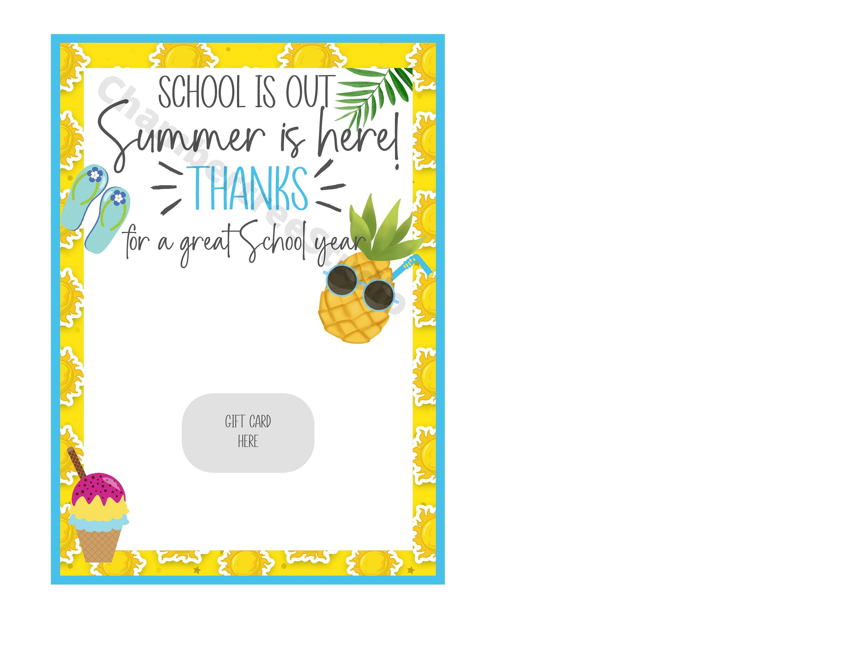 End of School Year Gift Card Holder for Teacher, Teacher Appreciation ...