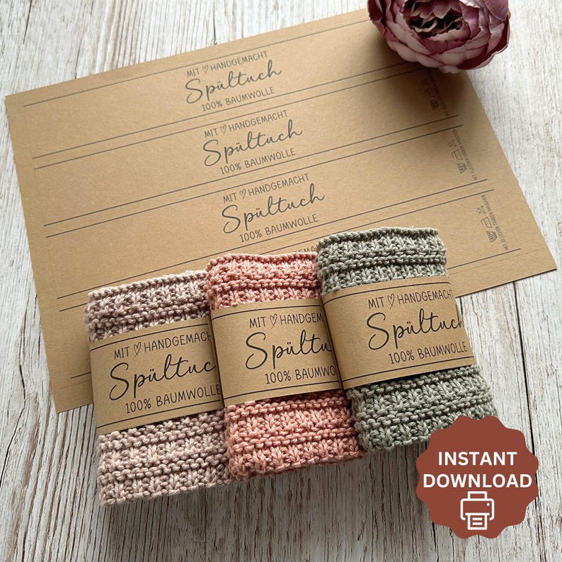 Printable Dishcloth Banderole – Labels for Crochet and Knitted ...