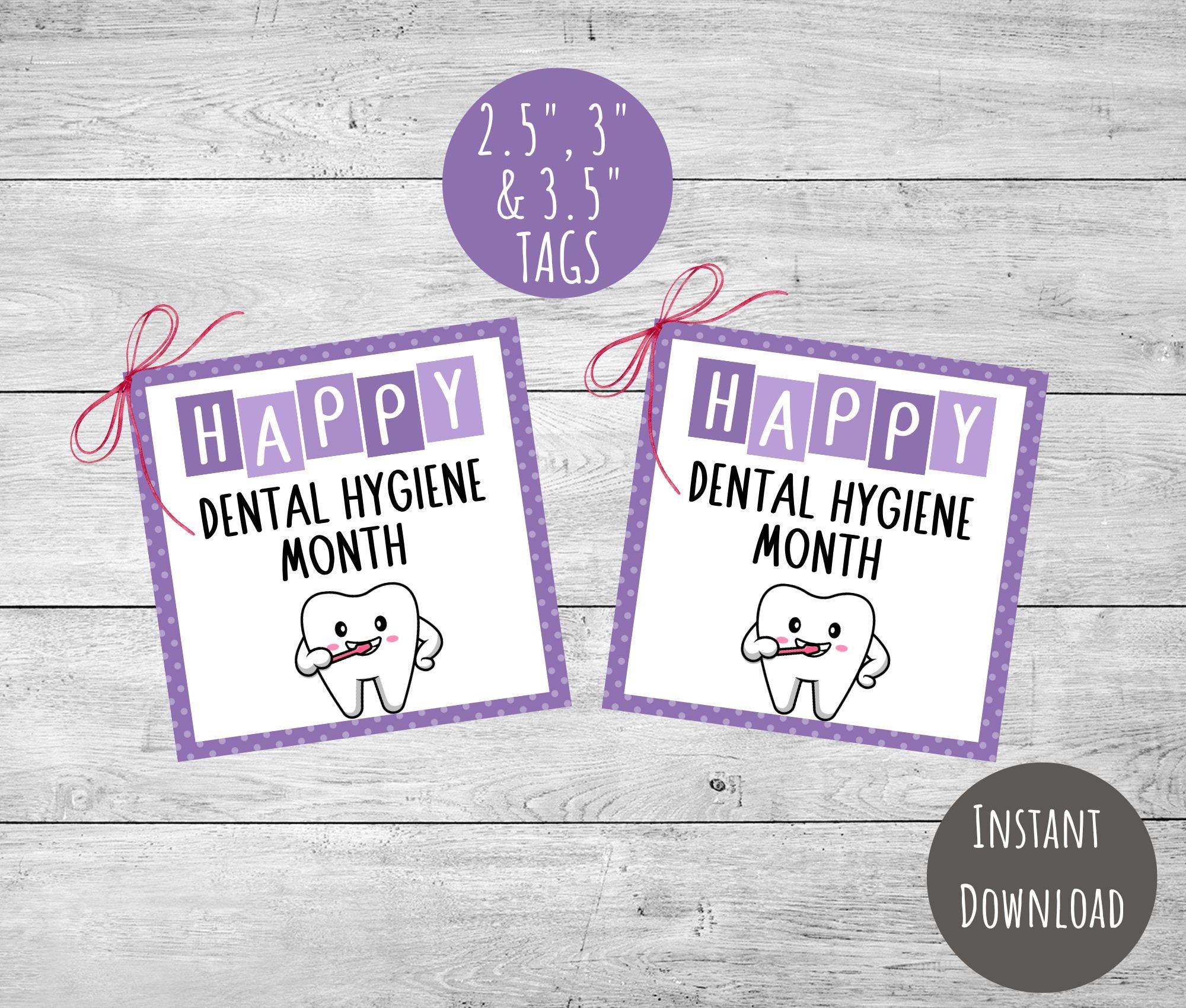 Dental Hygiene Month Gift Tag, Dental Hygiene Appreciation Tags, 2.5 ...