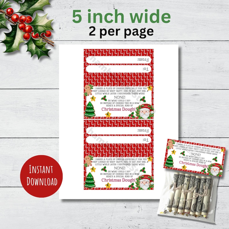 Christmas Money Holder, Christmas Dough Treat Bag, Secret Santa ...