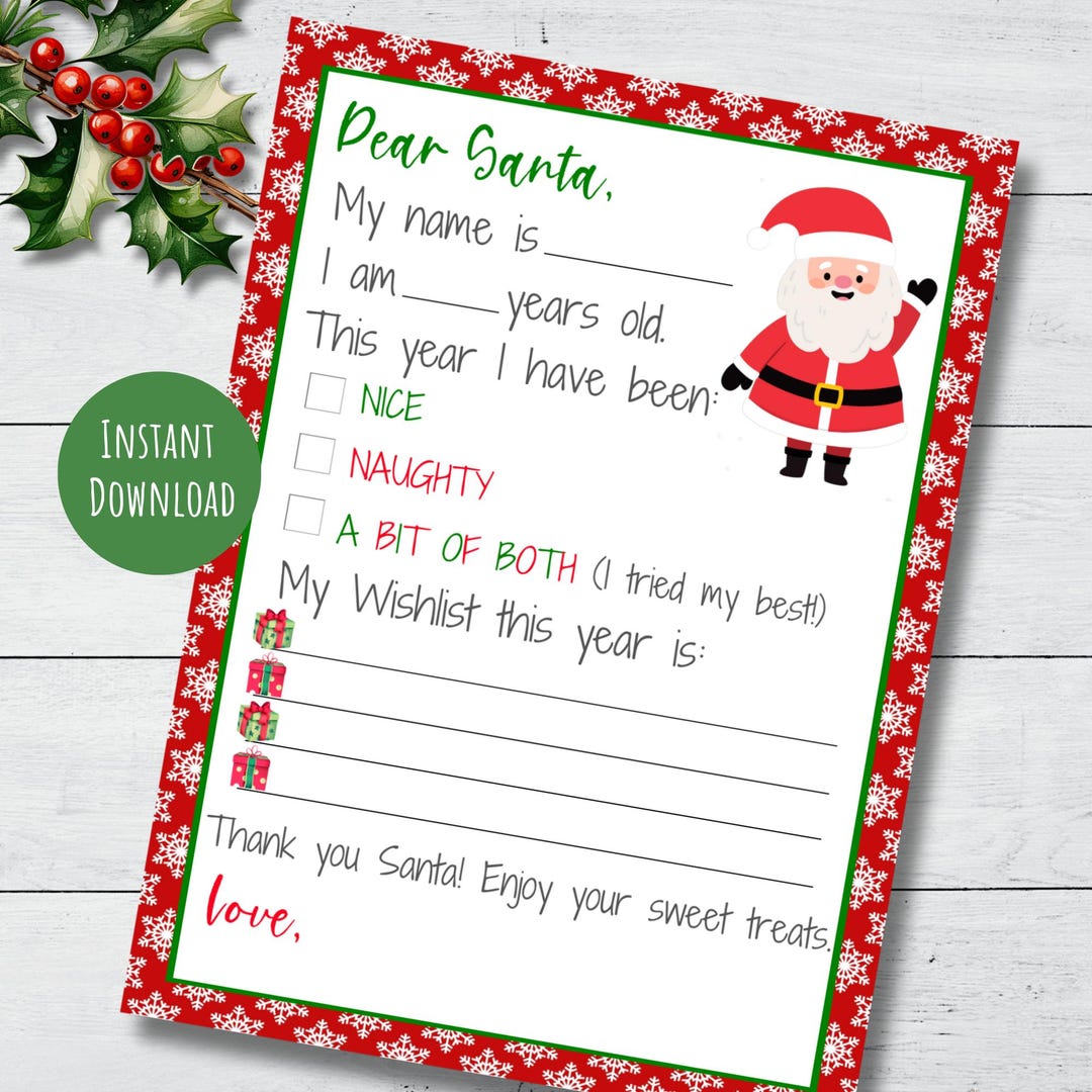 Letter to Santa, Christmas Wish List, Dear Santa, Christmas Wishlist ...