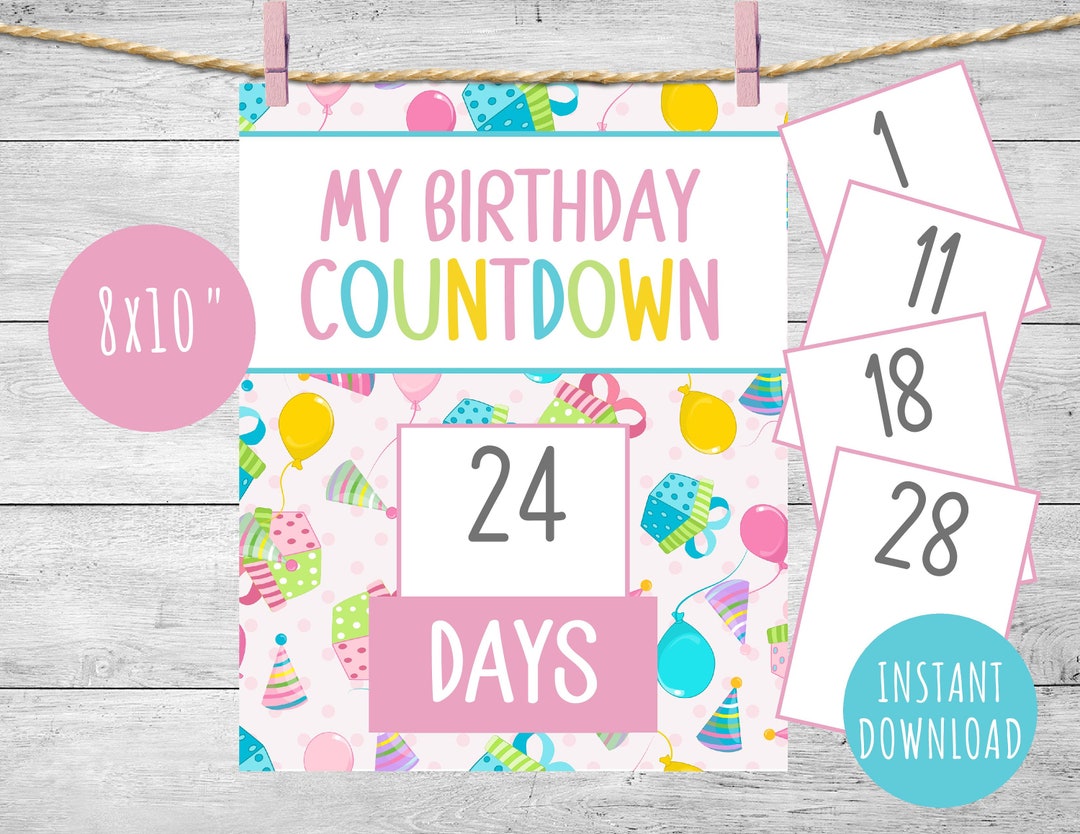 Birthday Countdown Calendar Kids Birthday Countdown Sign - Etsy