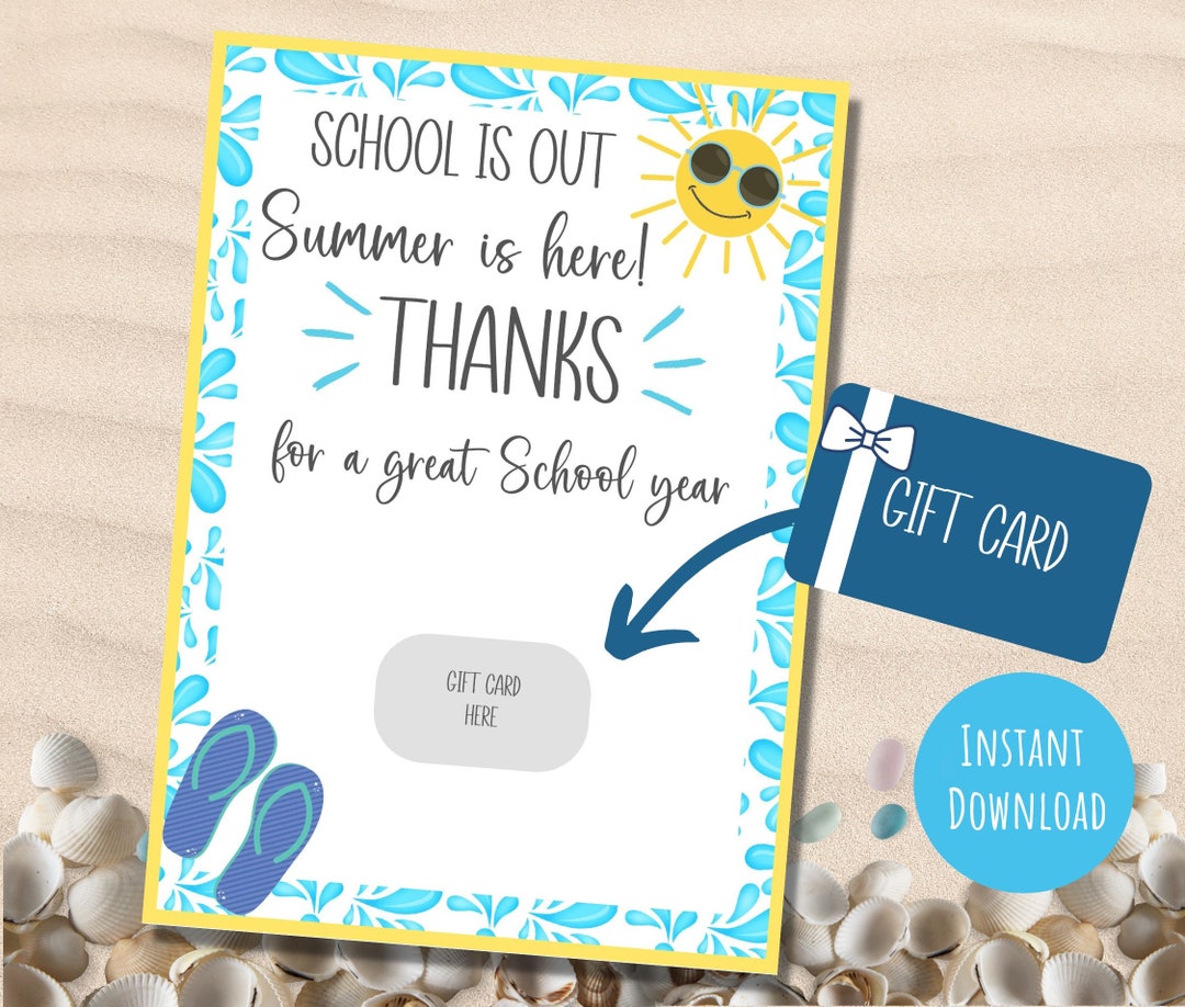 Teacher Appreciation Gift Card Holder, Printable End of School Summer ...