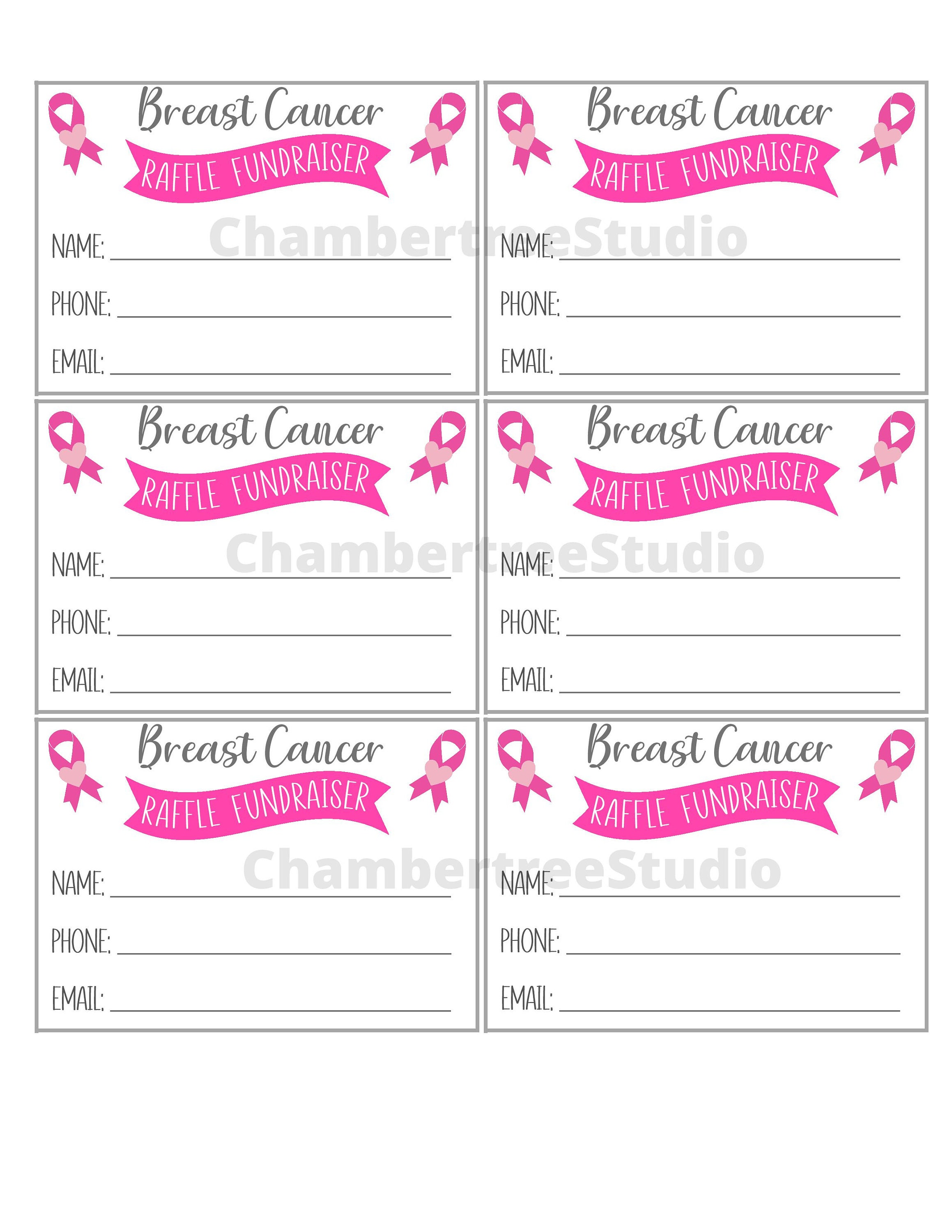 Breast Cancer Raffle Fundraiser Tickets, Pink Ribbon, Enter to Win ...