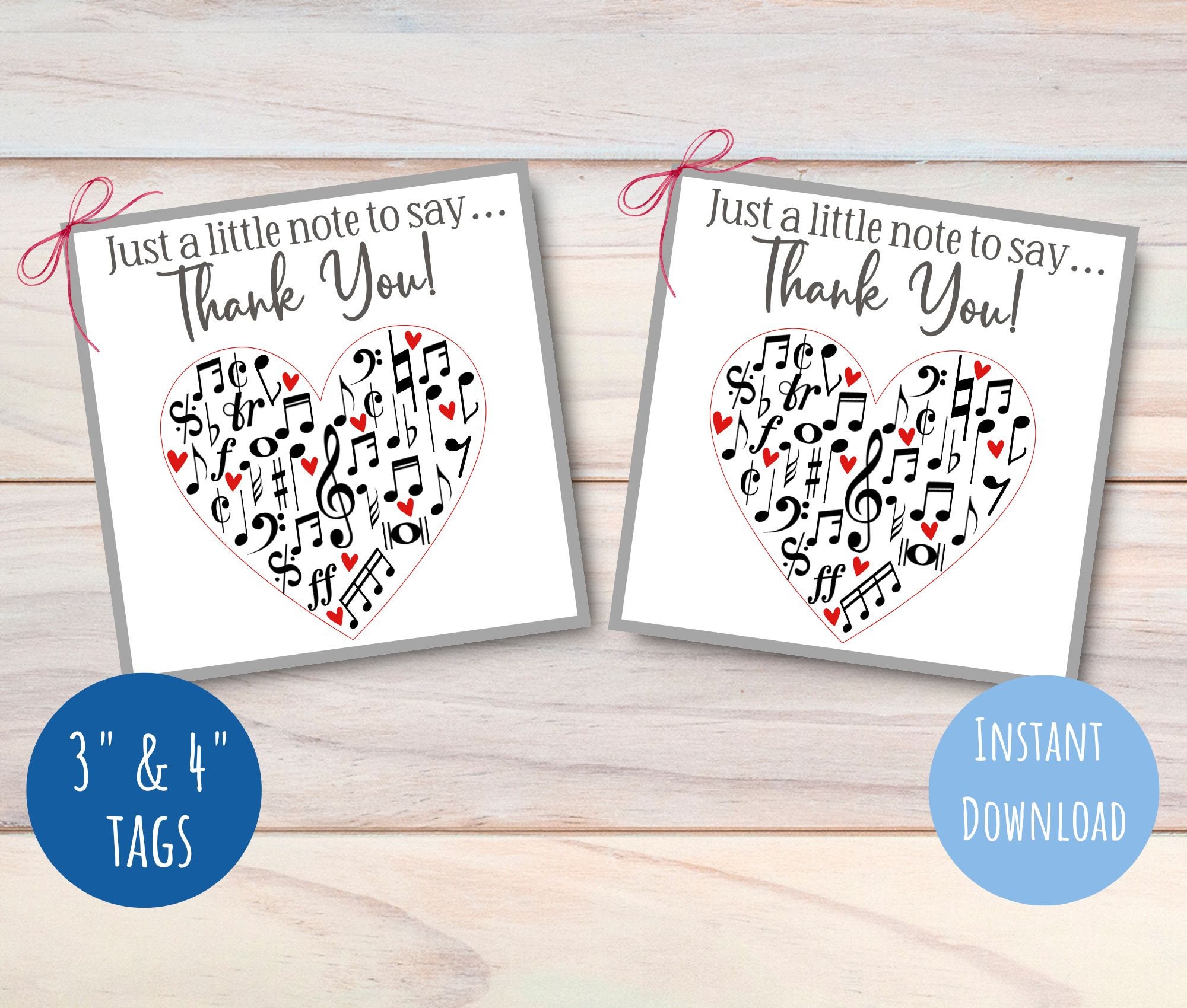Music Teacher Appreciation Gift Tag, Printable Thank You Gift Tag ...