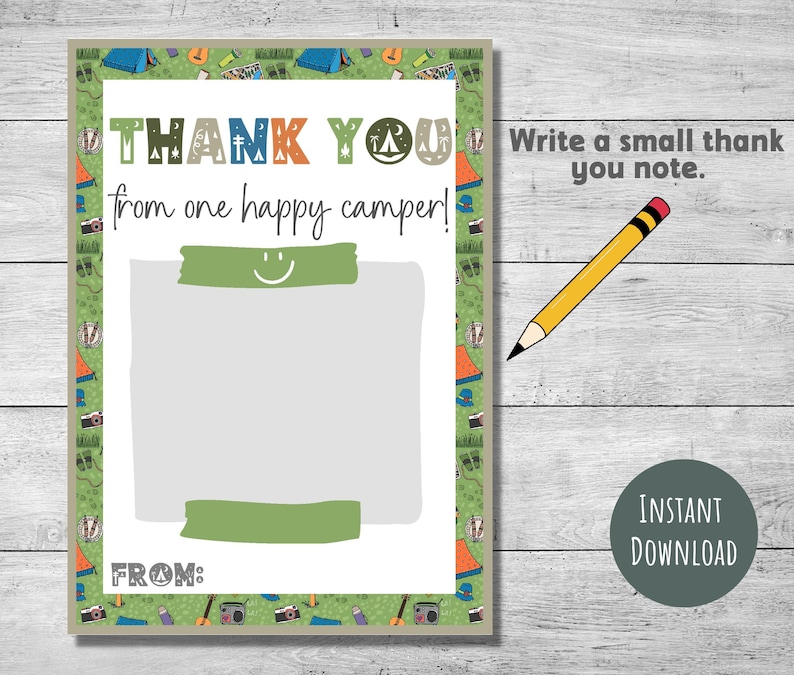 Summer Camp Thank You Card, Camp Counselor Gift Card Holder, Last Day ...